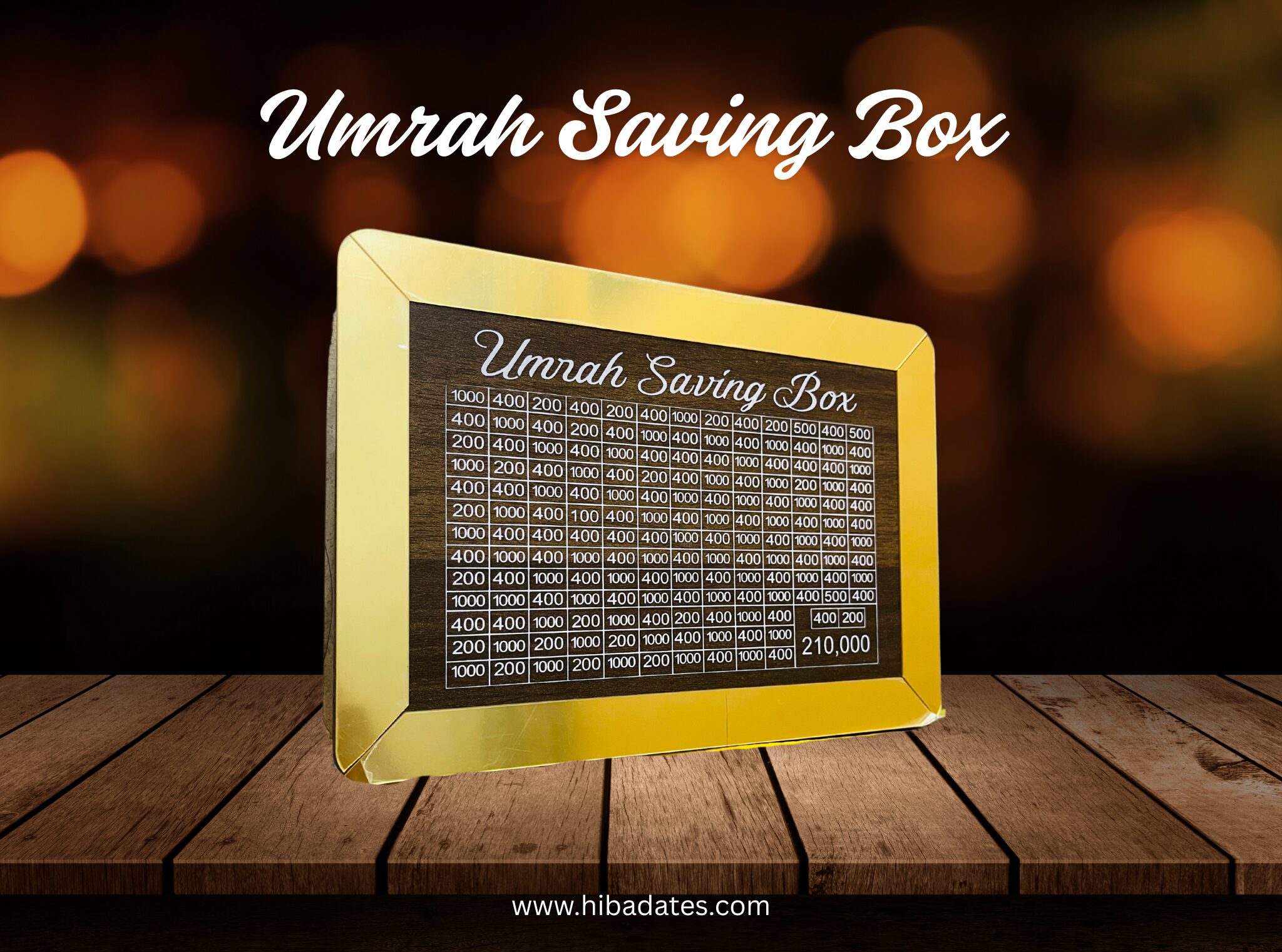 Luxury Wooden Umrah Saving Box - Hiba Dates
